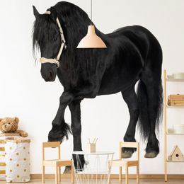 Bilderwelten Fototapete Tiere modern Wandtapete gr&uuml;n - Friesenstute - Pferde Kinderzimmer Baby M&auml;dchen Jungen