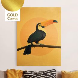 Bilderwelten Leinwandbild - Hochformat Illustration Vogel Tukan Malerei Pastell
