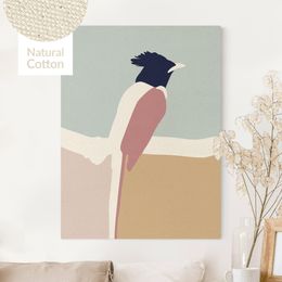 Bilderwelten Leinwandbild - Hochformat Line Art Vogel Pastell