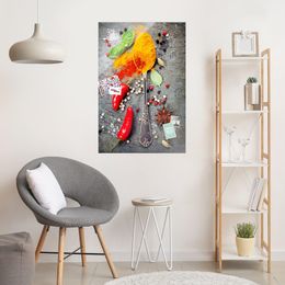 Bilderwelten Glasbild - Hochformat L&ouml;ffel mit Gew&uuml;rzen