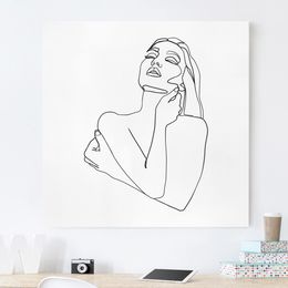 Bilderwelten Leinwandbild - Quadrat Line Art Frau Oberk&ouml;rper Schwarz Wei&szlig;
