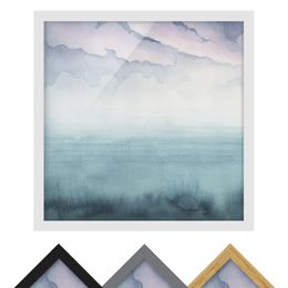 Bilderwelten Bild mit Rahmen Strand t&uuml;rkis Abstrakt Aquarell - D&auml;mmerung auf der Bucht I - Meerblick Wohnzimmer Schlafzimmer