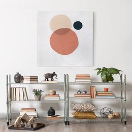 Bilderwelten Leinwandbild originell Abstrakt Kunstdruck beige - Line Art Kreise Pastell - Geometrisch XXL Wohnzimmer Schlafzimmer