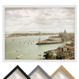 Bilderwelten Bild mit Rahmen Stadt beige Vintage inkl. Rahmung - Lagune von Venedig - Architektur Wohnzimmer Schlafzimmer
