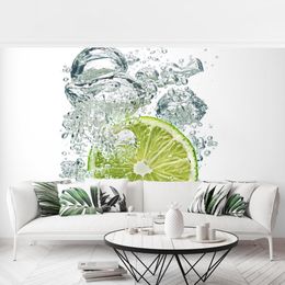 Bilderwelten Fototapete Kulinarisch Motiv Wandtapete weiss - Lime Bubbles - Obst K&uuml;che