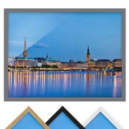 Bilderwelten Bild mit Rahmen - Querformat Hamburg Skyline