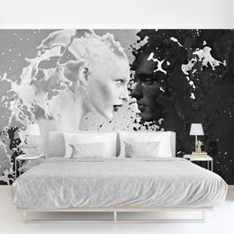 Bilderwelten Fototapete originell Fotomontage Wandtapete schwarz weiss - Milk & Coffee II - Deko Wohnzimmer Schlafzimmer