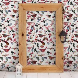 Bilderwelten Mustertapete Tiere modern Wandtapete bunt - Look Closer - V&ouml;gel Kinderzimmer Baby M&auml;dchen Jungen
