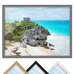 Bilderwelten Bild mit Rahmen - Querformat Karibikk&uuml;ste Tulum Ruinen