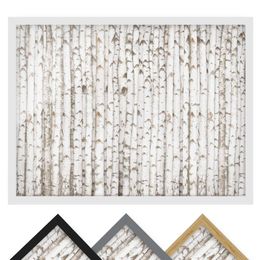 Bilderwelten Bild mit Rahmen Wald einzigartig modern Holzoptik - No.YK15 Birkenwand - B&auml;ume Wohnzimmer Schlafzimmer