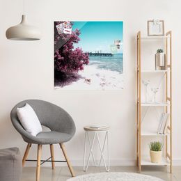 Bilderwelten Glasbild Strand Motiv violett Glas Wandbild - Paradies Strand Isla Mujeres - Karibik Wohnzimmer Schlafzimmer
