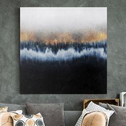 Bilderwelten Leinwandbild originell Abstrakt Aquarell gold - Goldener Horizont - Wandbild XXL Wohnzimmer Schlafzimmer