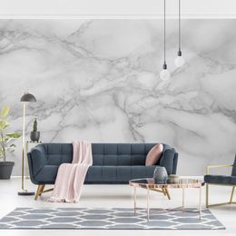 Bilderwelten Fototapete Vliestapete Motiv 3D-Effekt einzigartig - Marmoroptik Schwarz Wei&szlig; - Beton Wohnzimmer Schlafzimmer