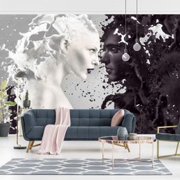 Bilderwelten Fototapete originell Fotomontage Wandtapete schwarz - Milk & Coffee - Getr&auml;nke Wohnzimmer Schlafzimmer