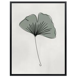 Bilderwelten Leinwandbild - Hochformat Gingko Blatt Line Art