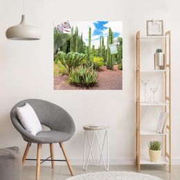 Bilderwelten Glasbild Natur Tropisch gr&uuml;n Glas Wandbild - Kakteen Landschaft - Landschaft Wohnzimmer Schlafzimmer