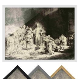 Bilderwelten Bild mit Rahmen - Querformat Rembrandt van Rijn - Christus heilt die Kranken
