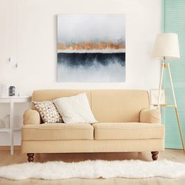 Bilderwelten Leinwandbild - Quadrat Goldener Horizont Aquarell