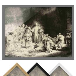 Bilderwelten Bild mit Rahmen - Querformat Rembrandt van Rijn - Christus heilt die Kranken