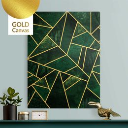Bilderwelten Leinwandbild - Hochformat Dunkles T&uuml;rkis mit Gold