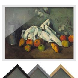 Kunstdruck mit Rahmen Paul C&eacute;zanne - Milchkanne und &Auml;pfel