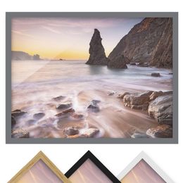 Bilderwelten Bild mit Rahmen - Querformat Spanischer Strand bei Sonnenaufgang