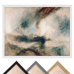 Bilderwelten Bild mit Rahmen Strand blau Abstrakt inkl. Rahmung - William Turner - Schneesturm &uuml;ber Meer - Landschaft Wohnzimmer Schlafzimmer