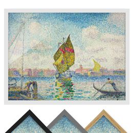 Bilderwelten Bild mit Rahmen originell blau modern inkl. Rahmung - Henri Edmond Cross - Segelboote auf dem Giudecca - Deko Wohnzimmer Schlafzimmer