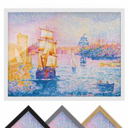 Bilderwelten Bild mit Rahmen originell blau modern inkl. Rahmung - Henri Edmond Cross - Port de Marseille - Deko Wohnzimmer Schlafzimmer