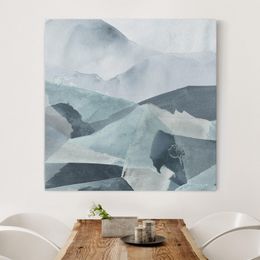 Bilderwelten Leinwandbild - Quadrat Wogen in Blau III