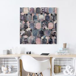 Bilderwelten Leinwandbild - Quadrat Art Deco Marmor Gold