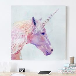Bilderwelten Leinwandbild - Quadrat Mystisches Einhorn I