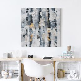 Bilderwelten Leinwandbild originell Abstrakt Aquarell gold - Abstraktes Aquarell mit Gold - Wandbild XXL Wohnzimmer Schlafzimmer