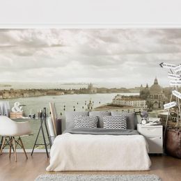 Bilderwelten Fototapete Stadt Vintage Wandtapete beige - Lagune von Venedig - Skylines Wohnzimmer Schlafzimmer