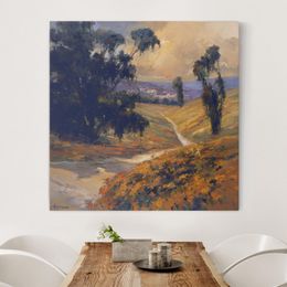 Bilderwelten Leinwandbild Natur Landhaus Kunstdruck orange - Landschaft am Nachmittag II - Landschaft XXL Wohnzimmer Schlafzimmer