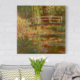 Bilderwelten Leinwandbild Wald modern Kunstdruck Leinwanddruck - Claude Monet - Seerosenteich und japanische Br&uuml;cke (Harmonie in rosa) - B&auml;ume XXL Wohnzimmer