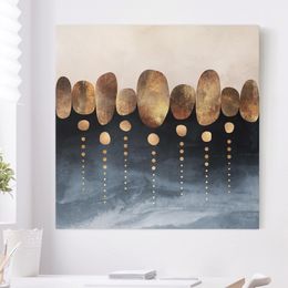 Bilderwelten Leinwandbild originell Abstrakt Aquarell gold - Abstrakte goldene Steine - Wandbild XXL Wohnzimmer Schlafzimmer