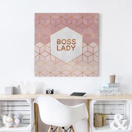 Bilderwelten Leinwandbild - Quadrat Boss Lady Sechsecke Rosa