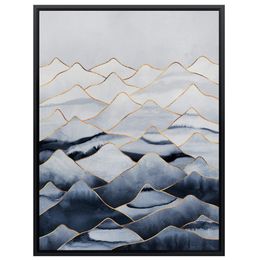 Bilderwelten Leinwandbild - Hochformat Aquarell Berge Wei&szlig; Gold