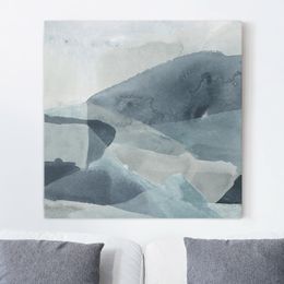 Bilderwelten Leinwandbild - Quadrat Wogen in Blau I