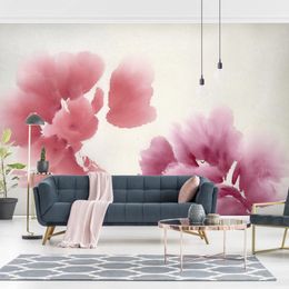 Bilderwelten Fototapete Blumen Abstrakt Wandtapete beige - K&uuml;nstlerische Flora II - Deko Wohnzimmer Schlafzimmer