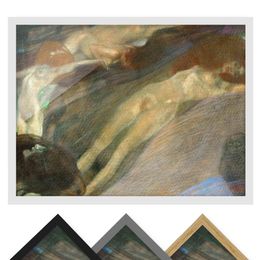 Bilderwelten Bild mit Rahmen originell beige modern inkl. Rahmung - Gustav Klimt - Bewegtes Wasser - Erotik Wohnzimmer Schlafzimmer