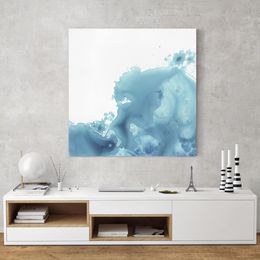 Bilderwelten Leinwandbild - Quadrat Welle Aquarell T&uuml;rkis II