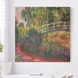 Bilderwelten Leinwandbild - Quadrat Claude Monet - Japanische Br&uuml;cke im Garten von Giverny