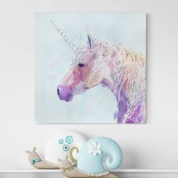 Bilderwelten Leinwandbild - Quadrat Mystisches Einhorn II