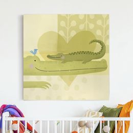 Bilderwelten Leinwandbild - Quadrat Mama und ich - Krokodile
