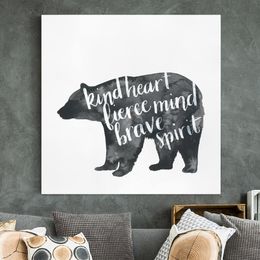Bilderwelten Leinwandbild Tiere Illustration Aquarell weiss - Tiere mit Weisheit - B&auml;r - B&auml;r XXL Wohnzimmer Schlafzimmer