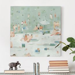 Bilderwelten Leinwandbild Strand Abstrakt Kunstdruck t&uuml;rkis - Sommer Konfetti I - Landschaft XXL Wohnzimmer Schlafzimmer