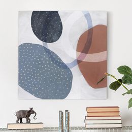 Bilderwelten Leinwandbild originell Abstrakt Aquarell blau - Orbit mit Punkten I - Wandbild XXL Wohnzimmer Schlafzimmer