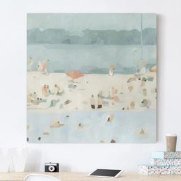Bilderwelten Leinwandbild Strand modern Kunstdruck pastell - Sandbank im Meer II - Landschaft XXL Wohnzimmer Schlafzimmer
